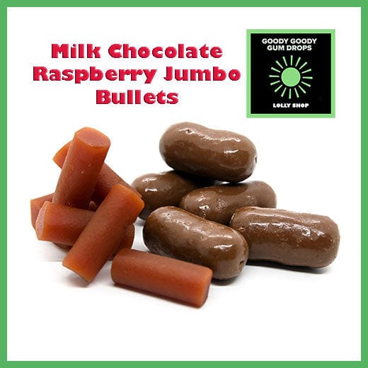 Milk Chocolate Raspberry Licorice Jumbo Bullets 1 Kg - Goody Goody Gum ...